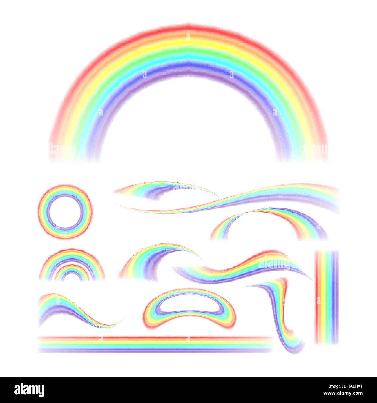 Rainbow Set Vector. Different Shape Collection. Realistic Rainbow Set ...