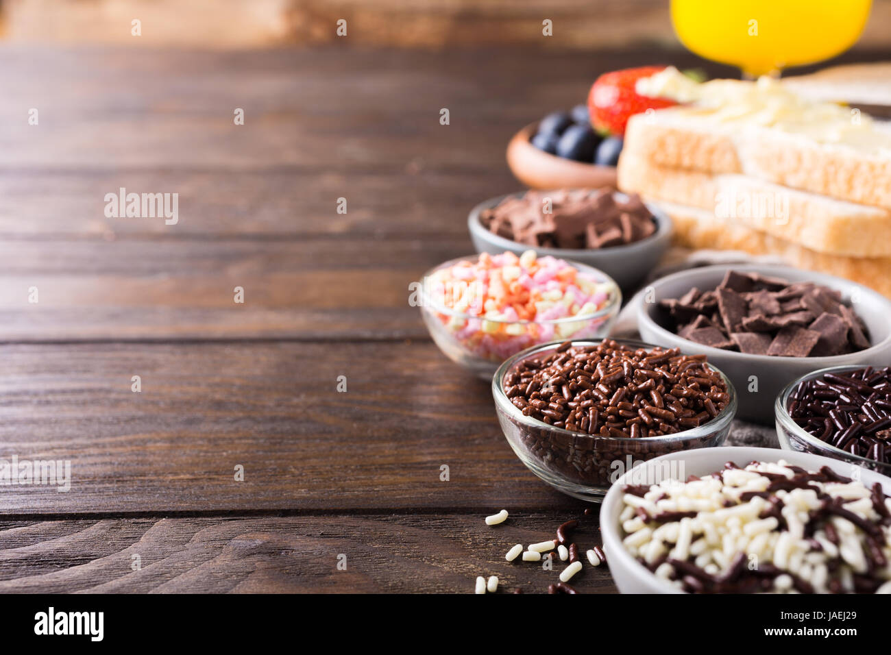 Assorted dutch hagelslag sprinkles. Netherlands traditional sweets for ...