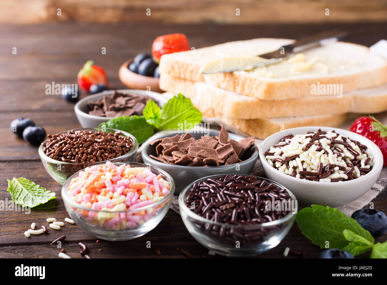 Assorted dutch hagelslag sprinkles. Netherlands traditional sweets for ...