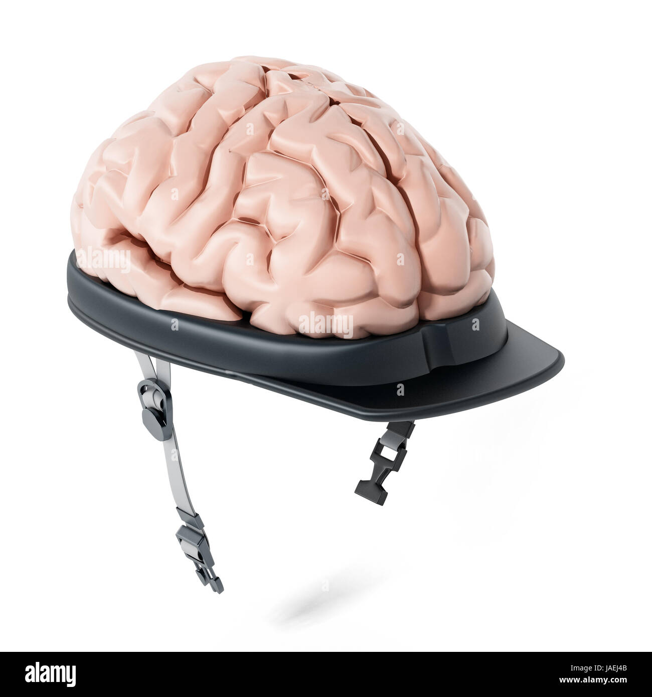 Human brain on security cap. 3D illustration Stock Photo - Alamy