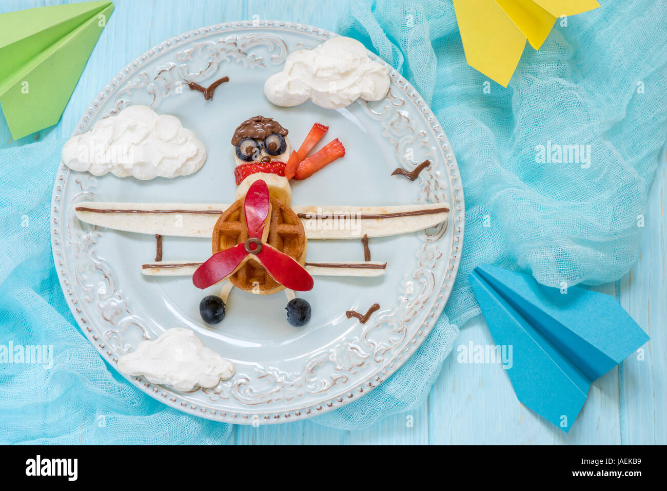 Funny Airplane breakfast for kids Stock Photo - Alamy