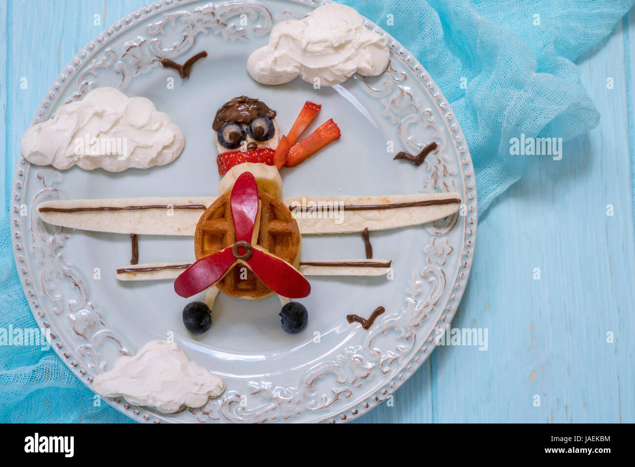 Funny Airplane breakfast for kids Stock Photo - Alamy