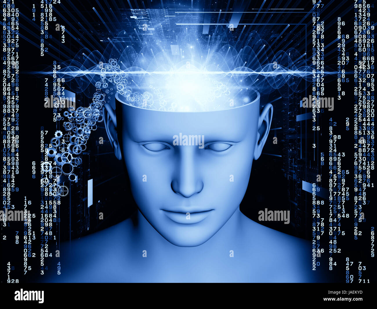 Design composed of human head and symbolic elements as a metaphor on ...