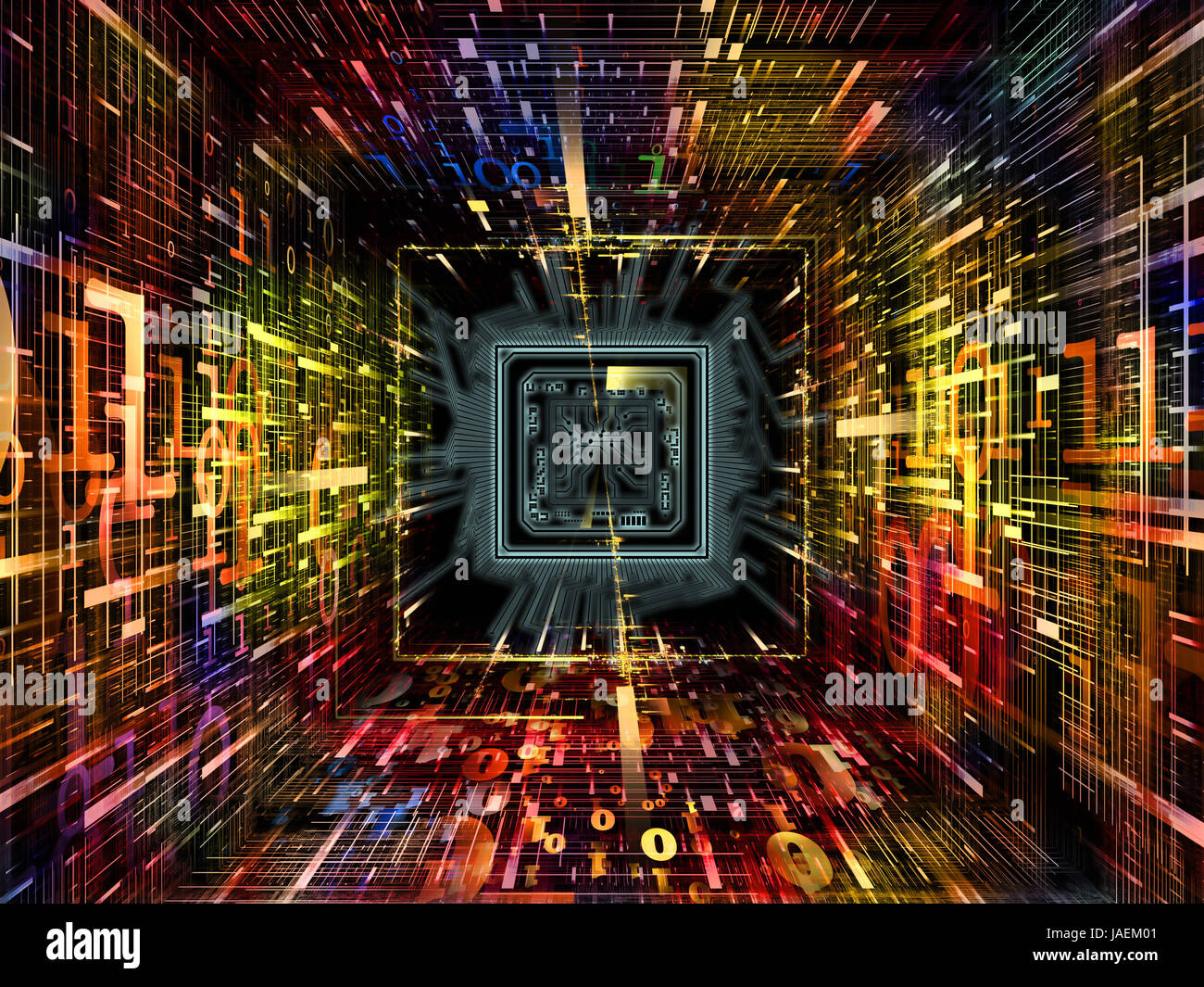 Number Tunnel series. Artistic abstraction composed of CPU chip ...