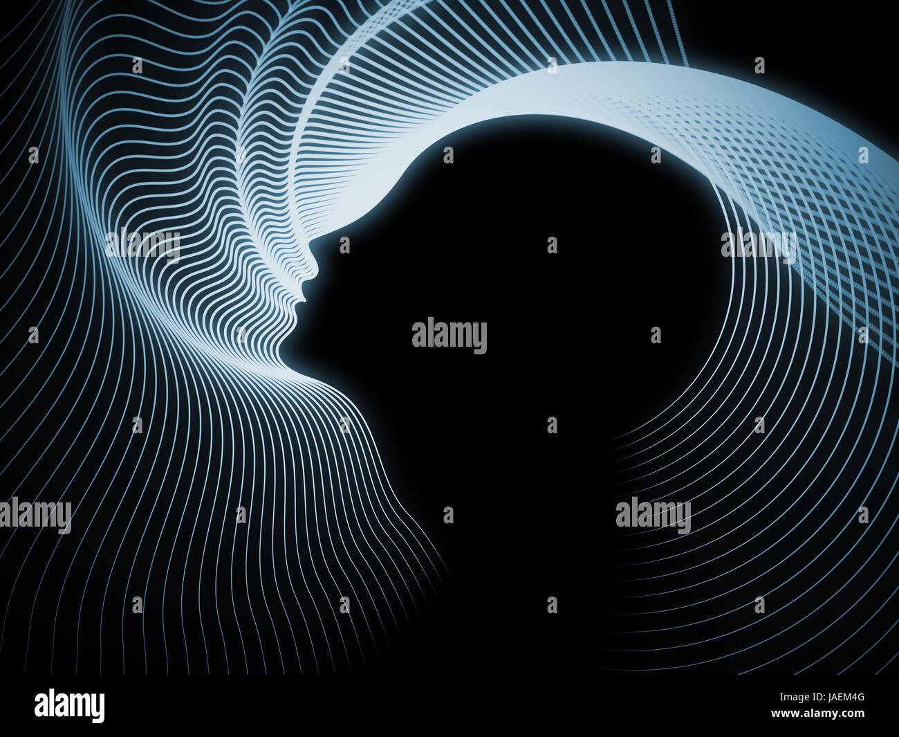 Geometry of Soul series. Arrangement of profile lines of human head on ...