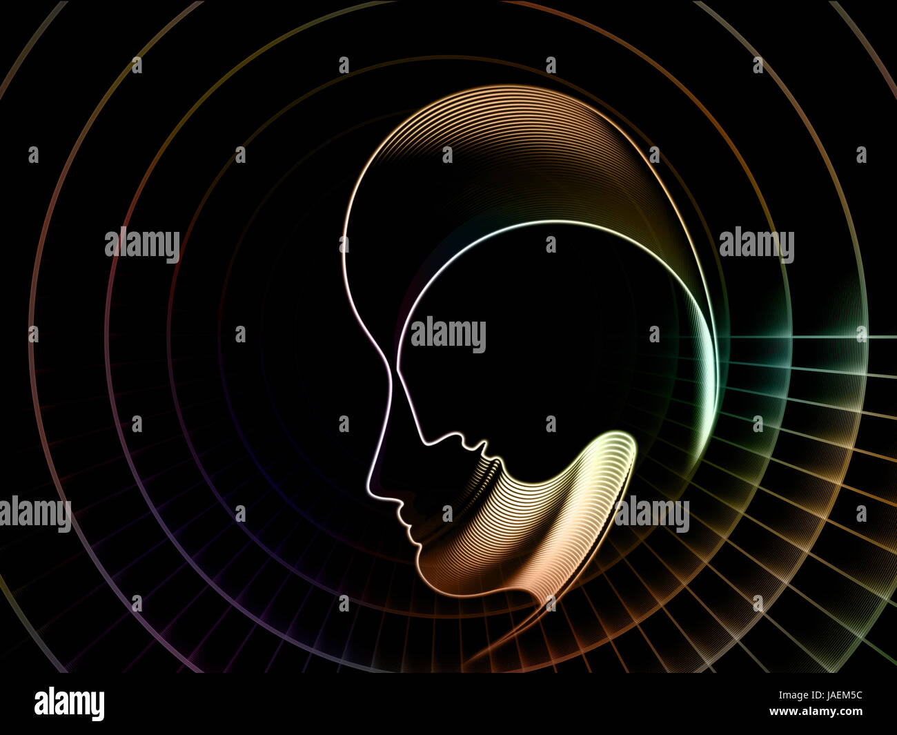 Geometry of Soul series. Composition of profile lines of human head on ...