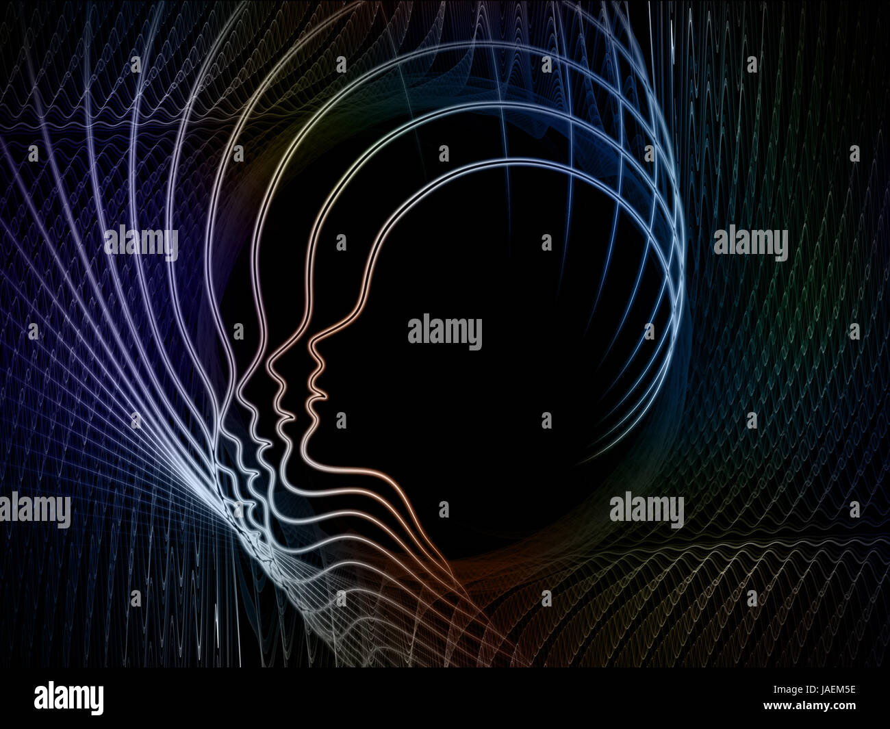 Geometry of Soul series. Arrangement of profile lines of human head on ...