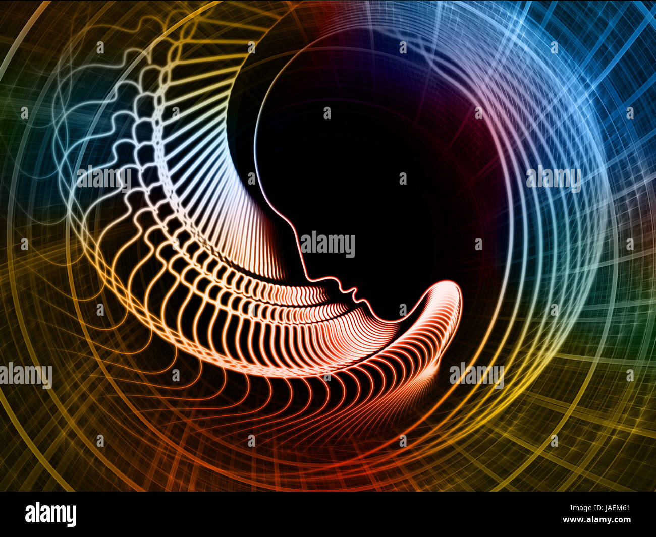 Geometry of Soul series. Graphic composition of profile lines of human ...