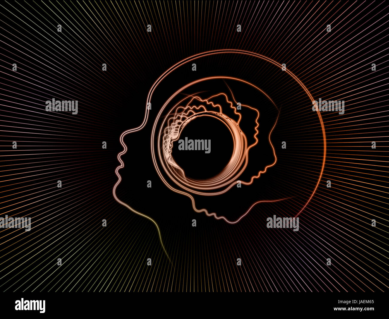 Geometry of Soul series. Abstract composition of profile lines of human ...