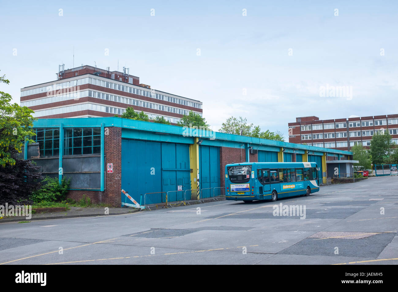 Crewe bus station with disused, demolished june 2022 garage, remise ...