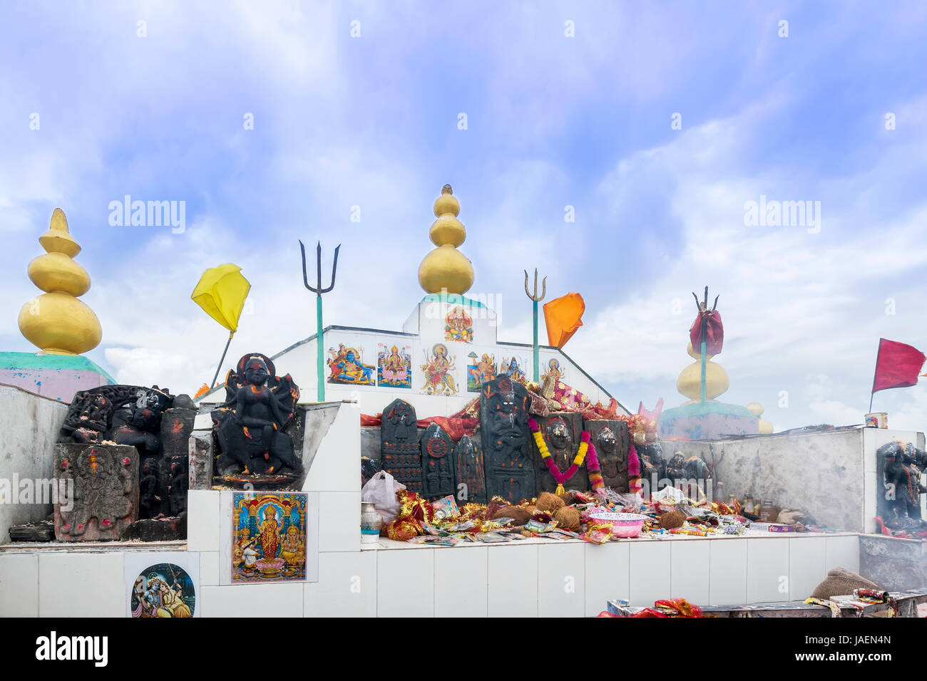 Glorious colorful roofless shrine of Shikari Mata / Devi Temple (The ...