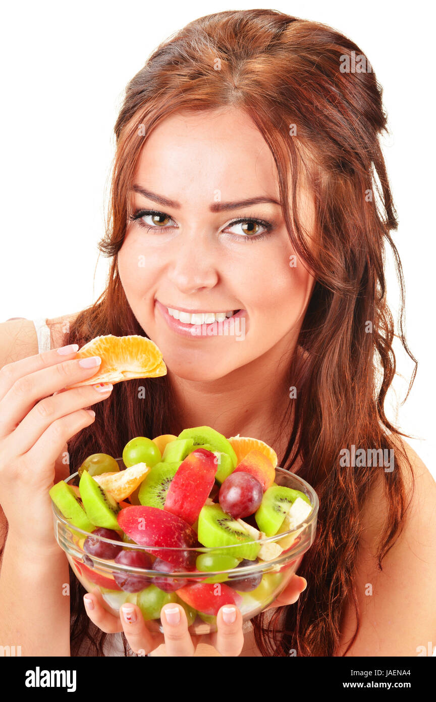 Young woman eating fruit salad Stock Photo - Alamy Young woman eating fruit salad Stock Photo - Alamy