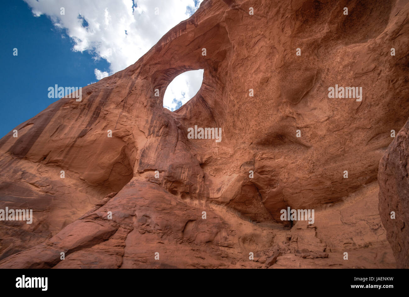 Monument Valley eye. Sandstone formation in Monument Valley which looks ...