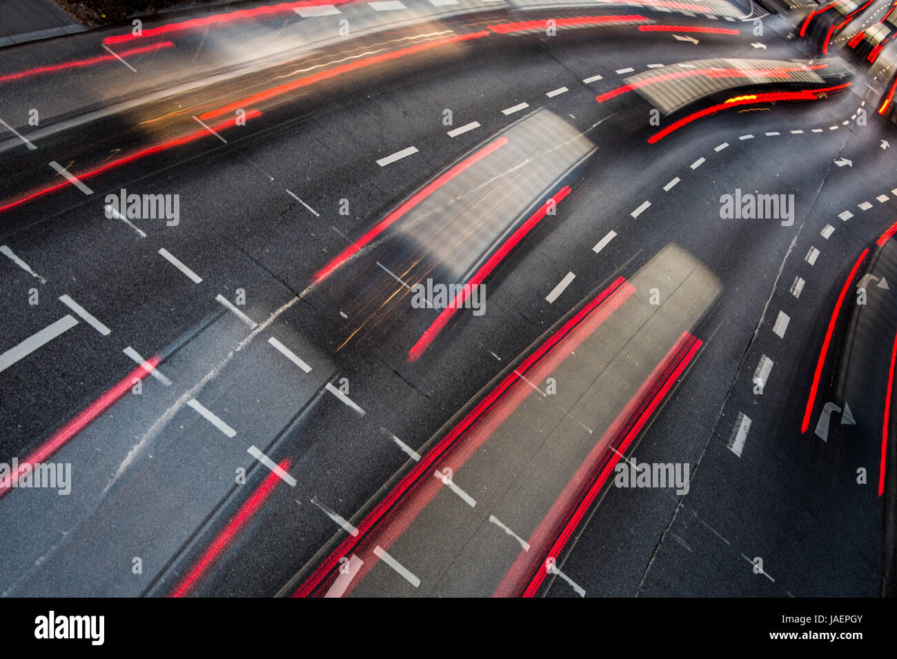 Motion blurred city road traffic (color toned image Stock Photo - Alamy
