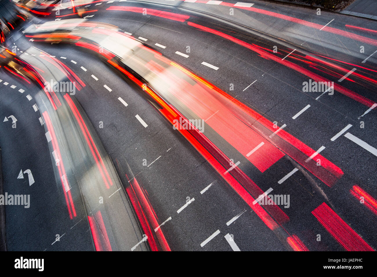 Motion blurred city road traffic (color toned image Stock Photo - Alamy