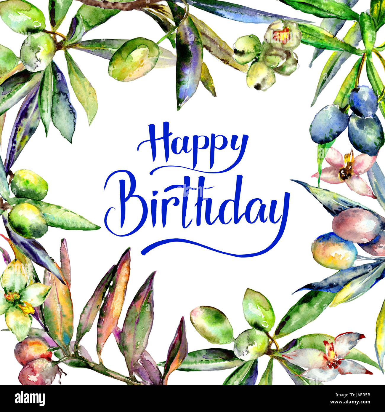 Olive tree frame in watercolor hi-res stock photography and images - Alamy