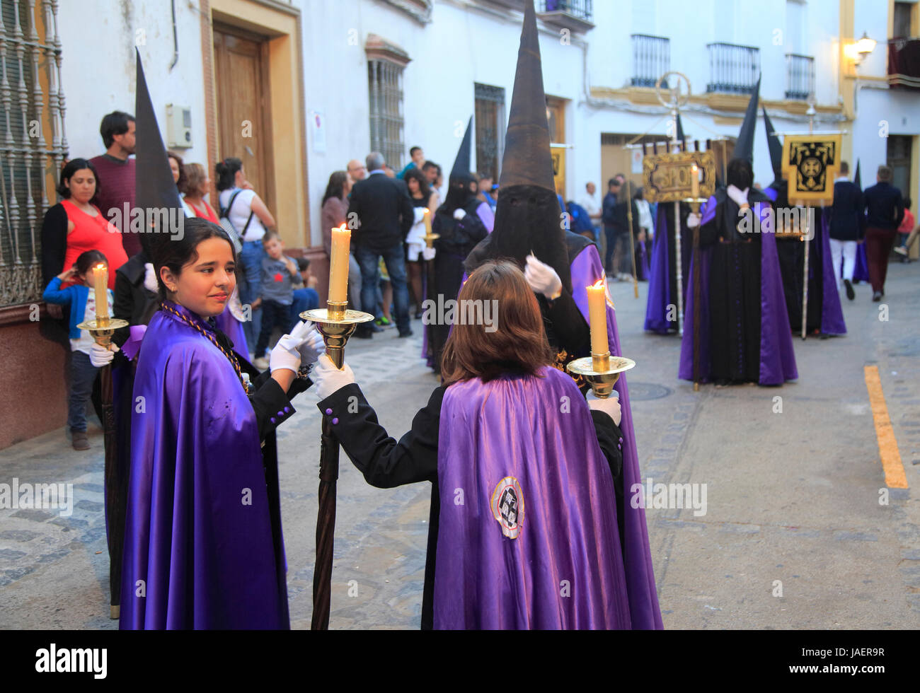 Easter Christian religious procession through streets of Setenil de las ...