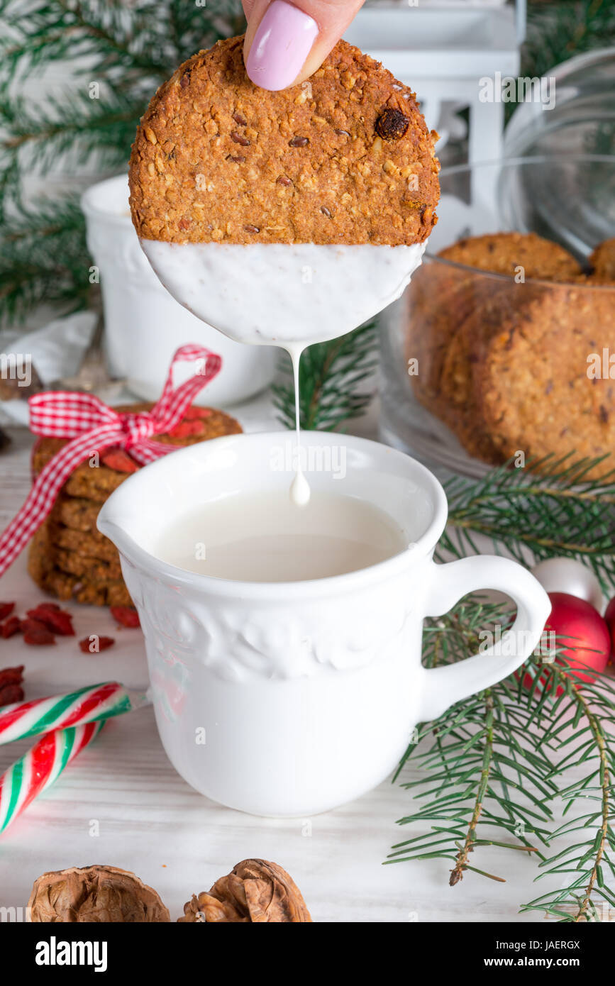 milk and cookies for santa Stock Photo - Alamy