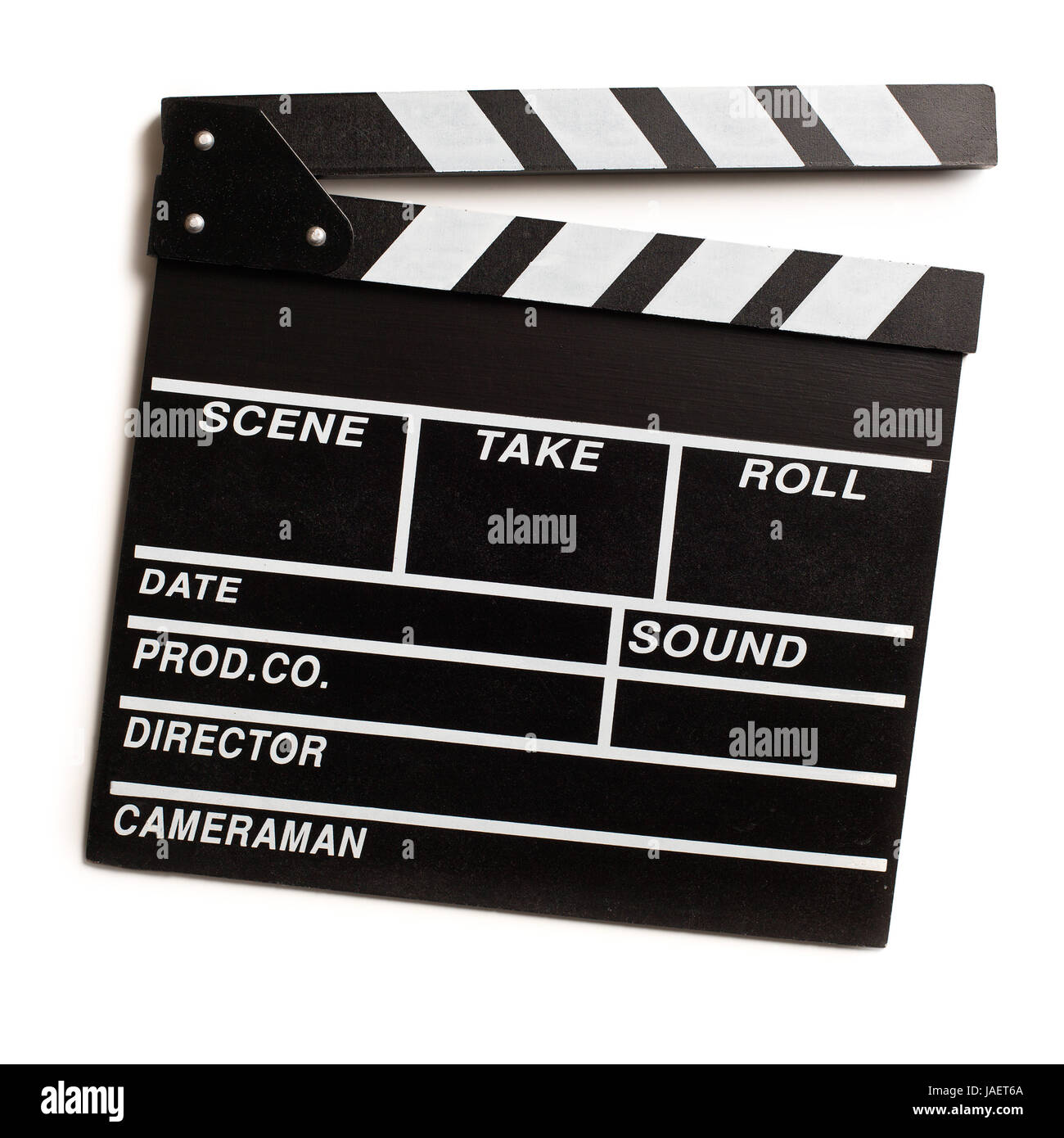 top view of clapper board on white background Stock Photo - Alamy