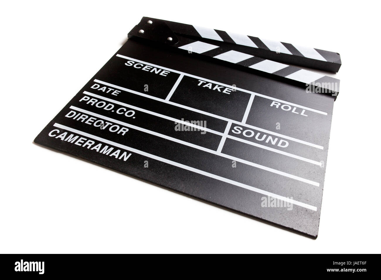 clapper board on white background Stock Photo - Alamy