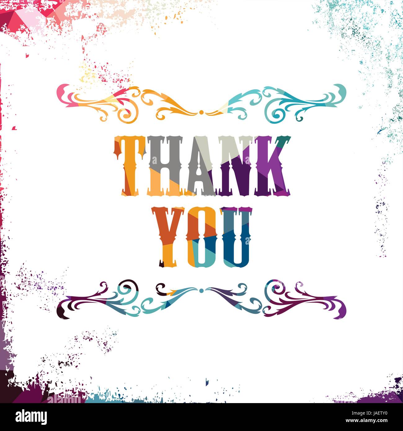 thank you abstract colorful triangle geometrical greetings vector ...