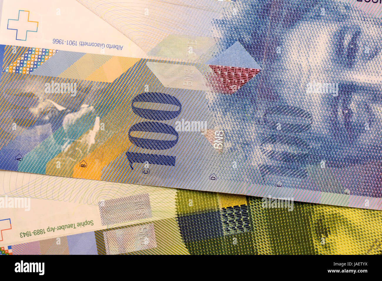 Close up Swiss francs currency note CHF Stock Photo - Alamy