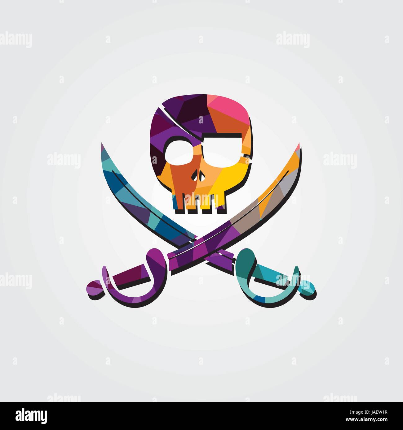 Abstract colorful triangle geometrical pirate sign vector illustration ...