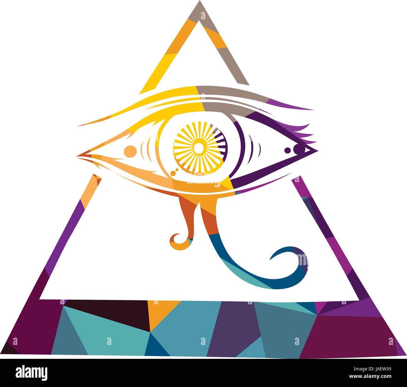 Abstract eye colorful triangle geometrical vector illustration Stock ...