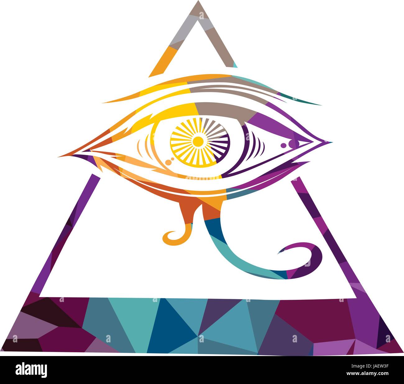 Abstract eye colorful triangle geometrical vector illustration Stock ...