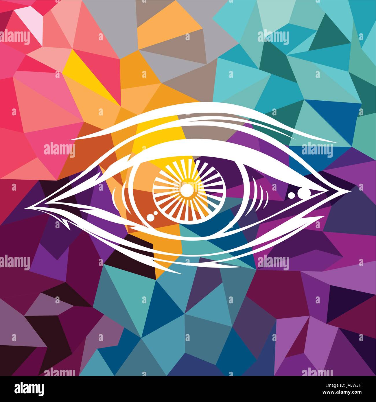 Abstract eye colorful triangle geometrical vector illustration Stock ...