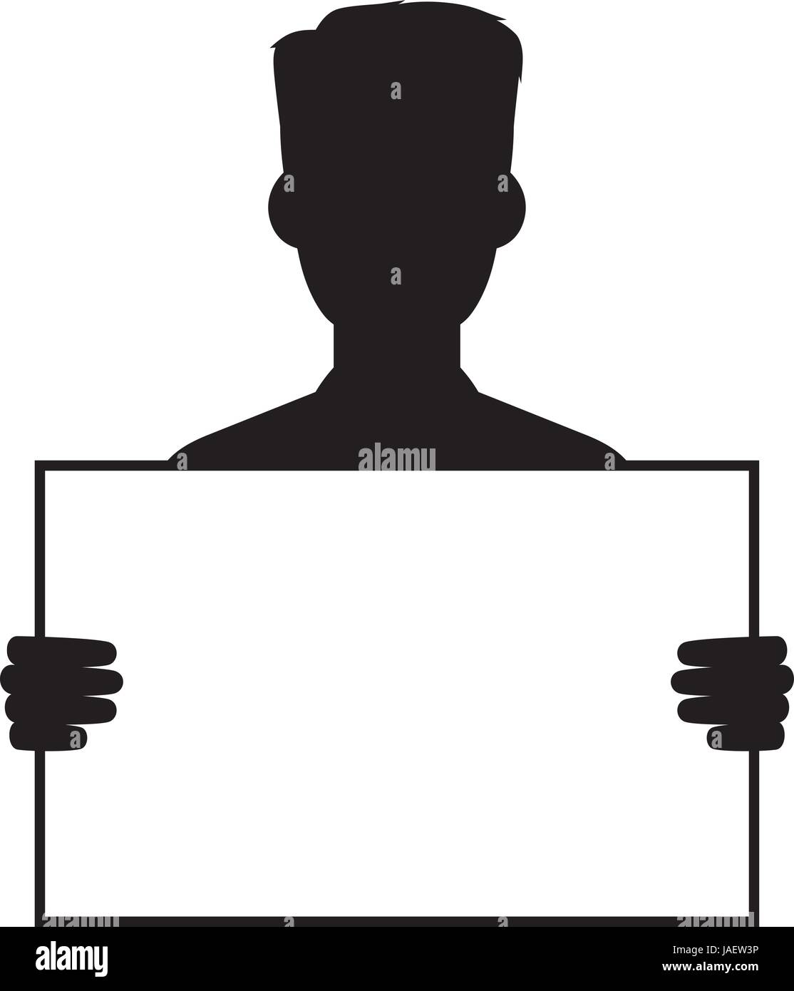 silhouette guy holding blank sign vector art illustration Stock Vector ...
