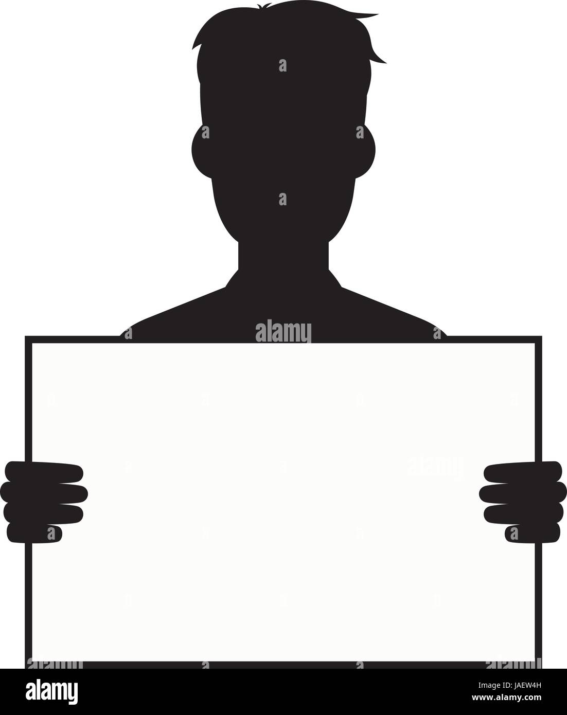 silhouette guy holding blank sign vector art illustration Stock Vector ...