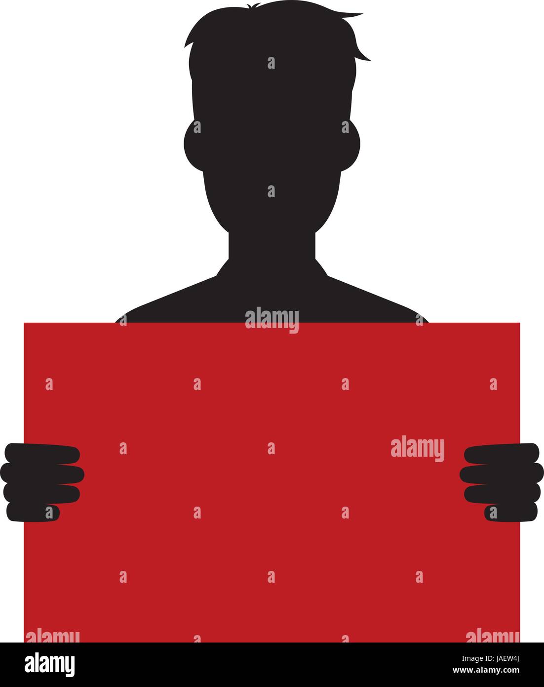 silhouette guy holding blank sign vector art illustration Stock Vector ...