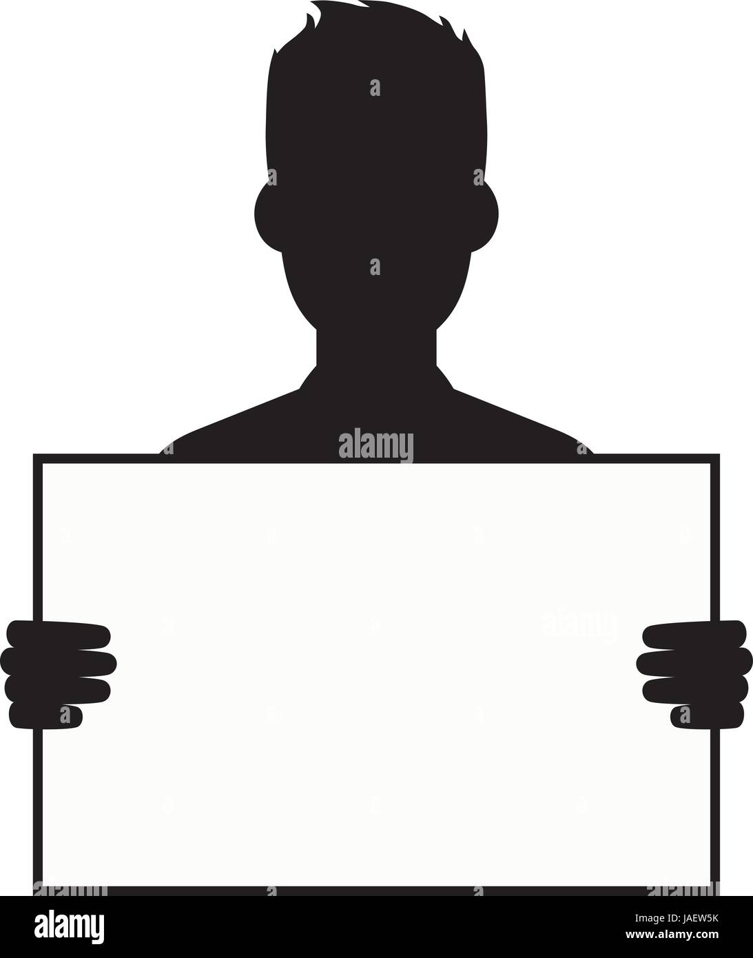 silhouette guy holding blank sign vector art illustration Stock Vector ...