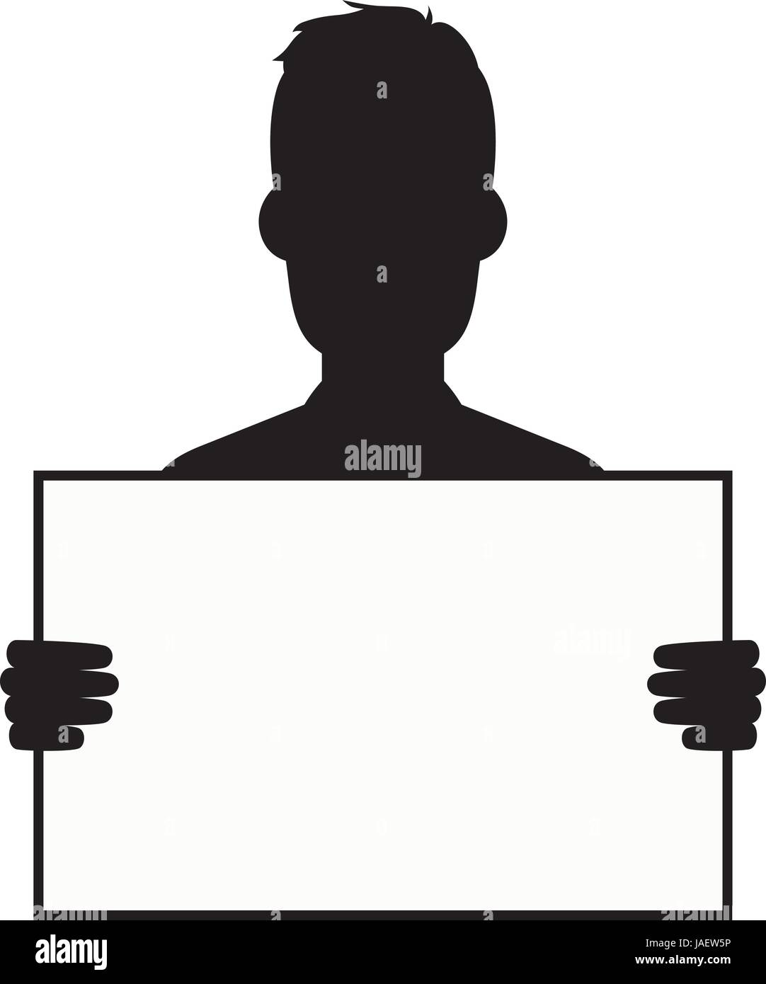 silhouette guy holding blank sign vector art illustration Stock Vector ...