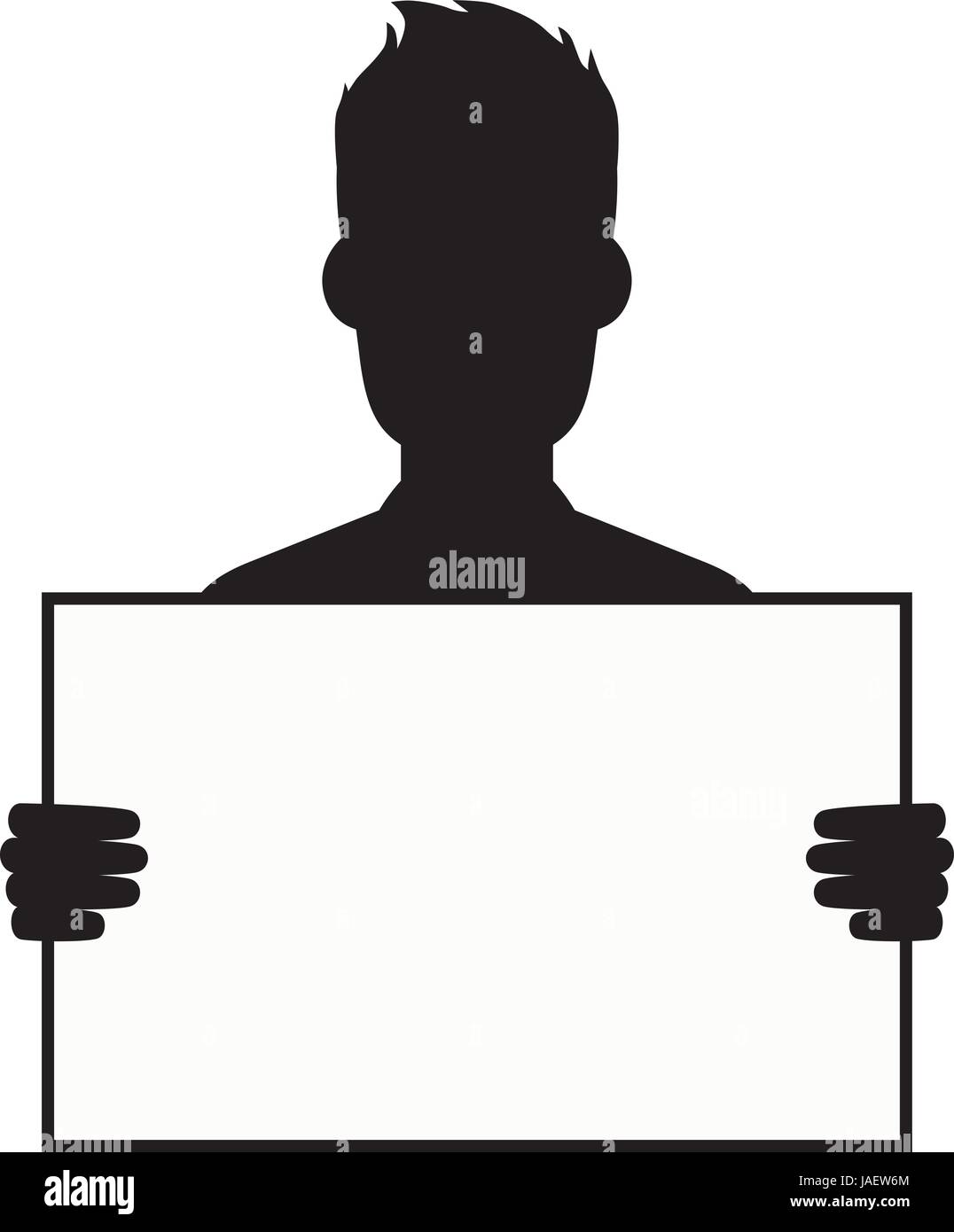 silhouette guy holding blank sign vector art illustration Stock Vector ...