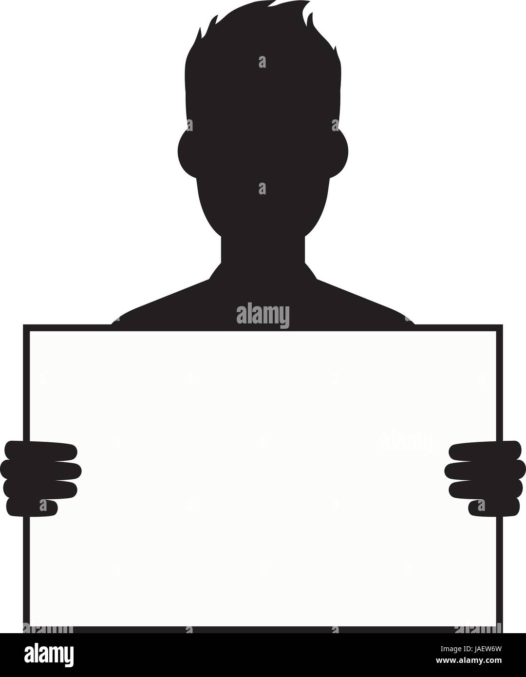 silhouette guy holding blank sign vector art illustration Stock Vector ...