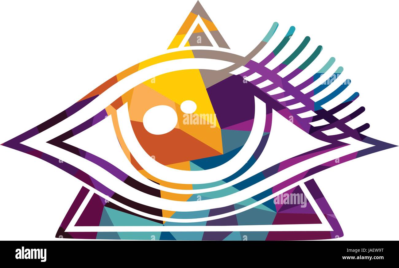 Abstract eye colorful triangle geometrical vector illustration Stock ...