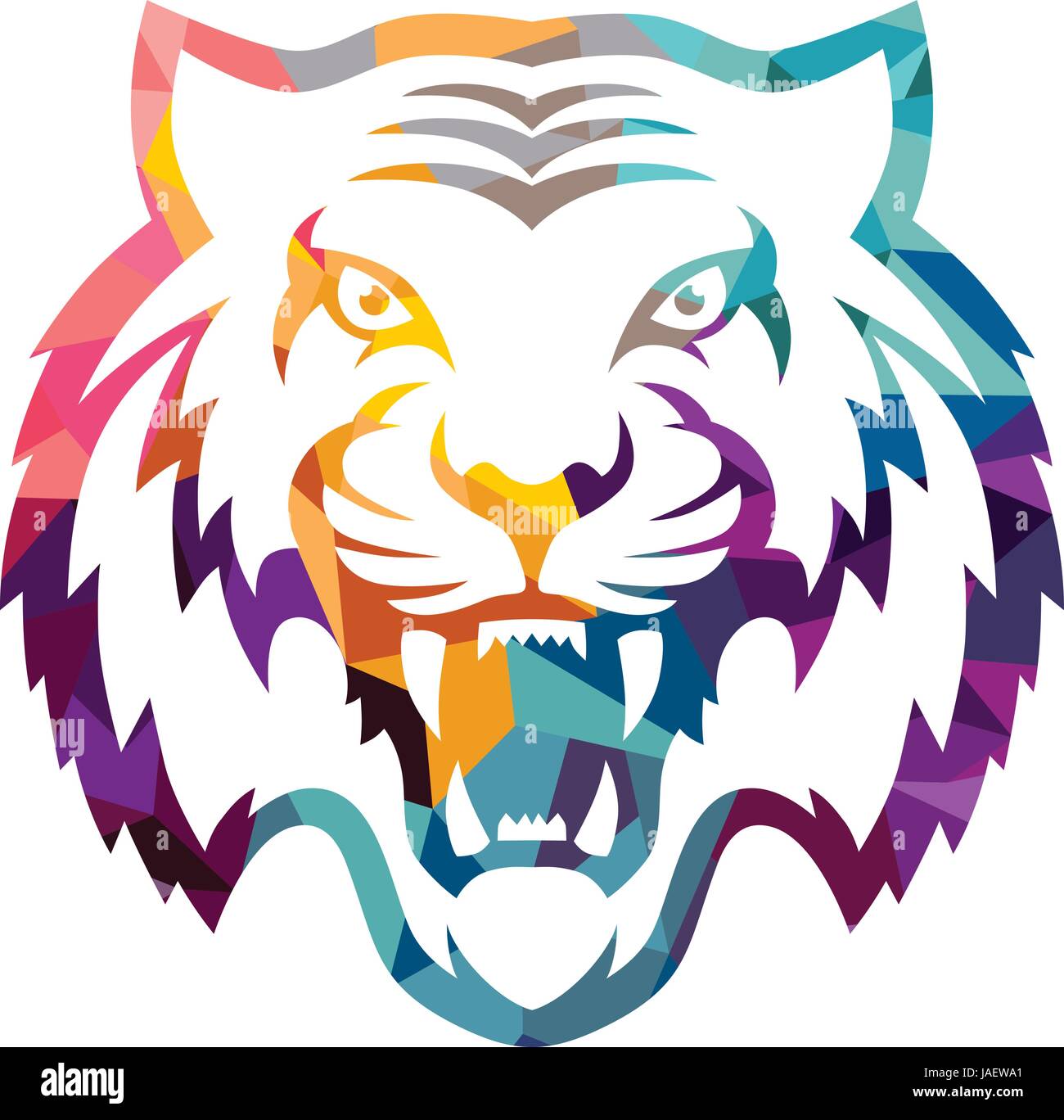 Abstract colorful triangle geometrical tiger logo vector illustration ...