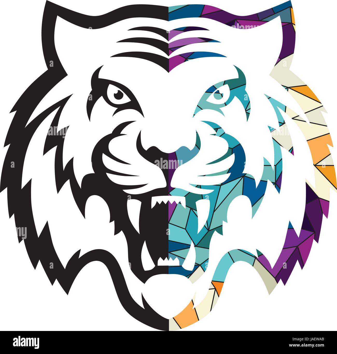 Abstract colorful triangle geometrical tiger logo vector illustration ...