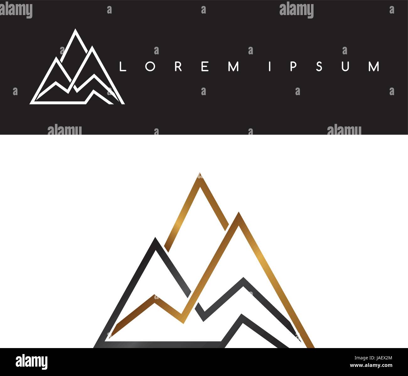 Overlapped line mountains symbol golden monochromatic sign logotypes ...