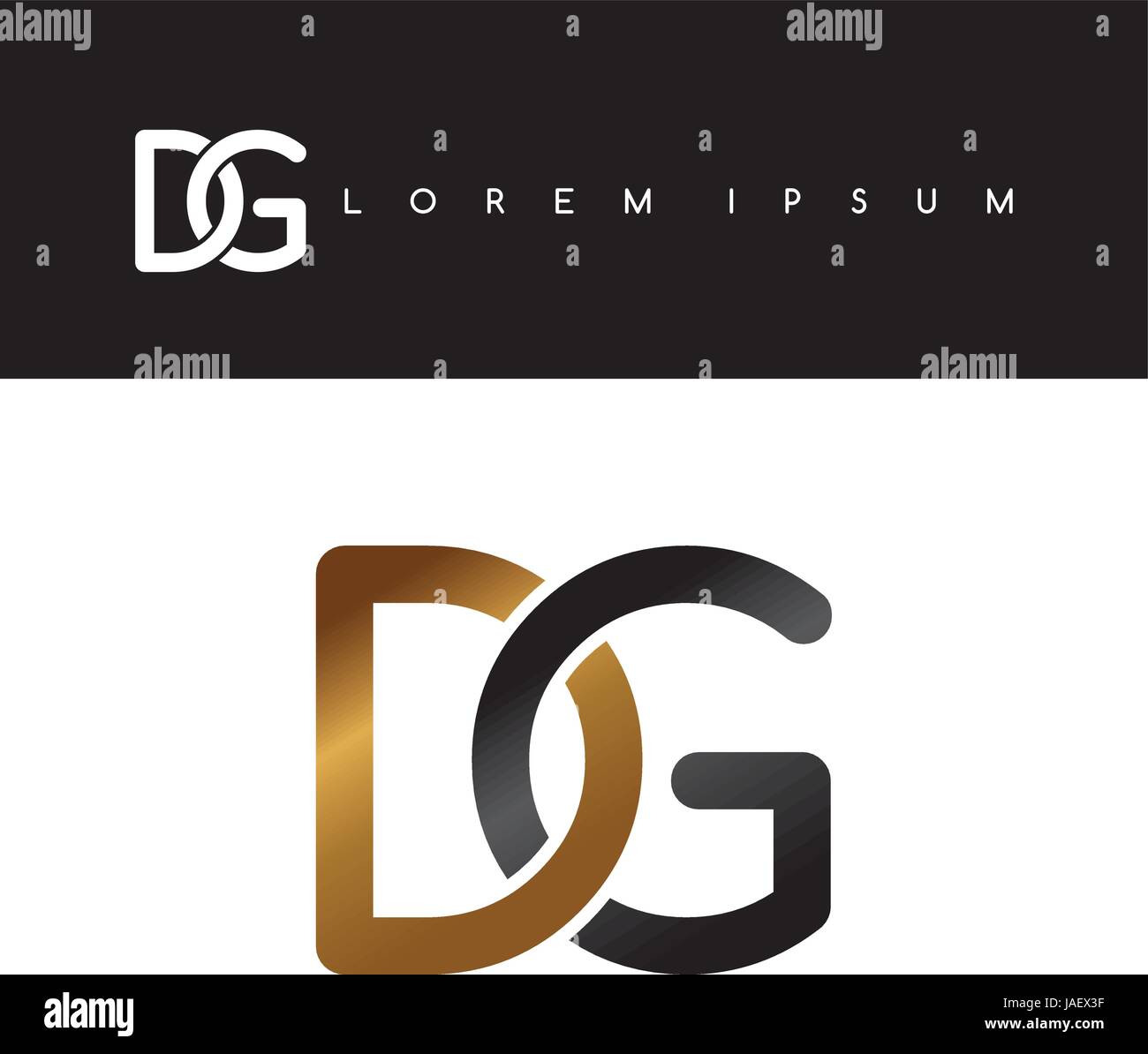 initial letter linked circle uppercase logo gold black background Stock ...