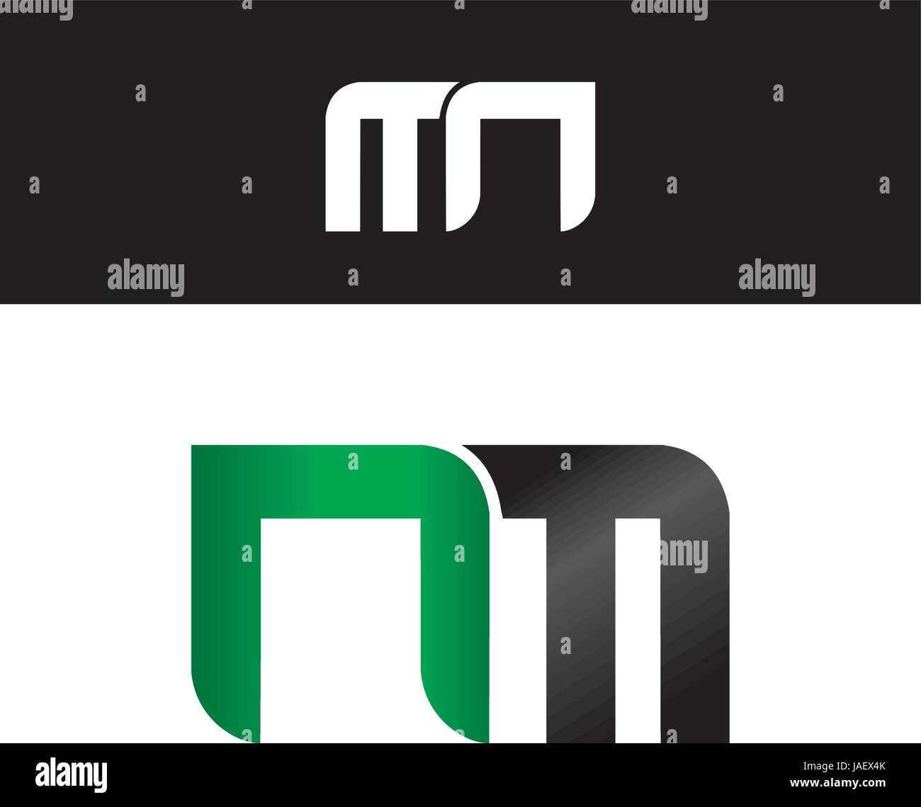 initial letter linked overlapped uppercase logo green black Stock ...