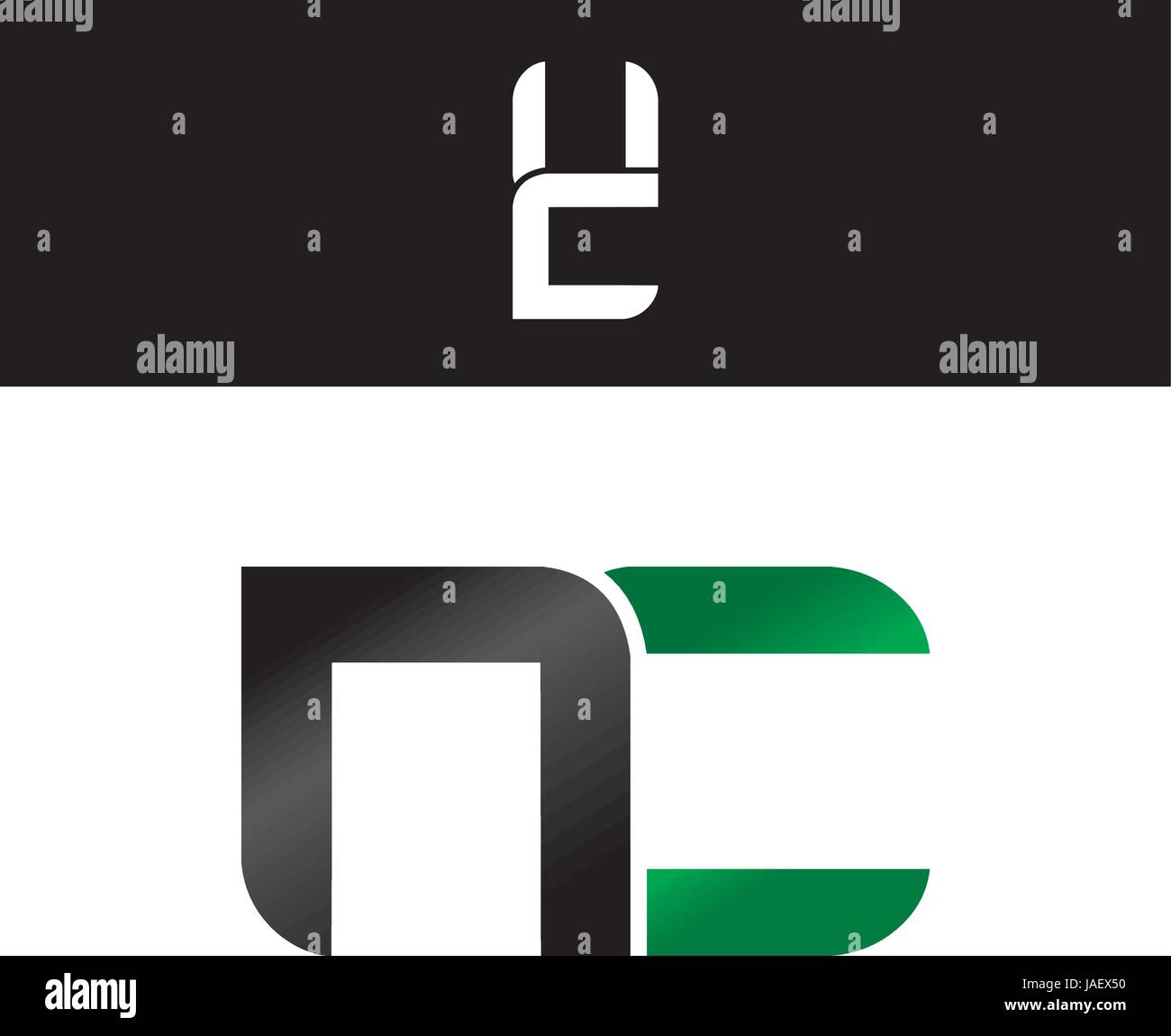 initial letter linked overlapped uppercase logo green black Stock ...