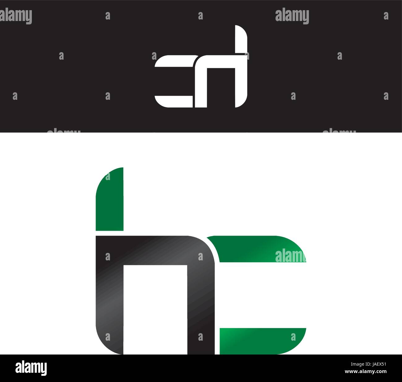initial letter linked overlapped uppercase logo green black Stock ...