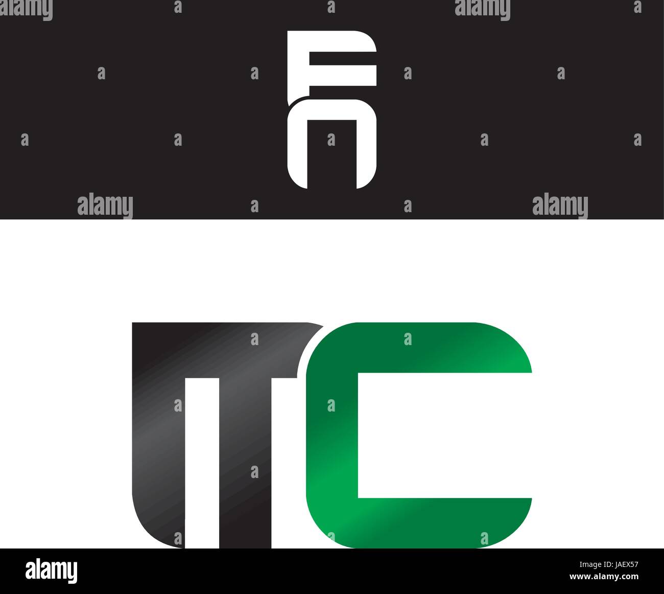 initial letter linked overlapped uppercase logo green black Stock ...