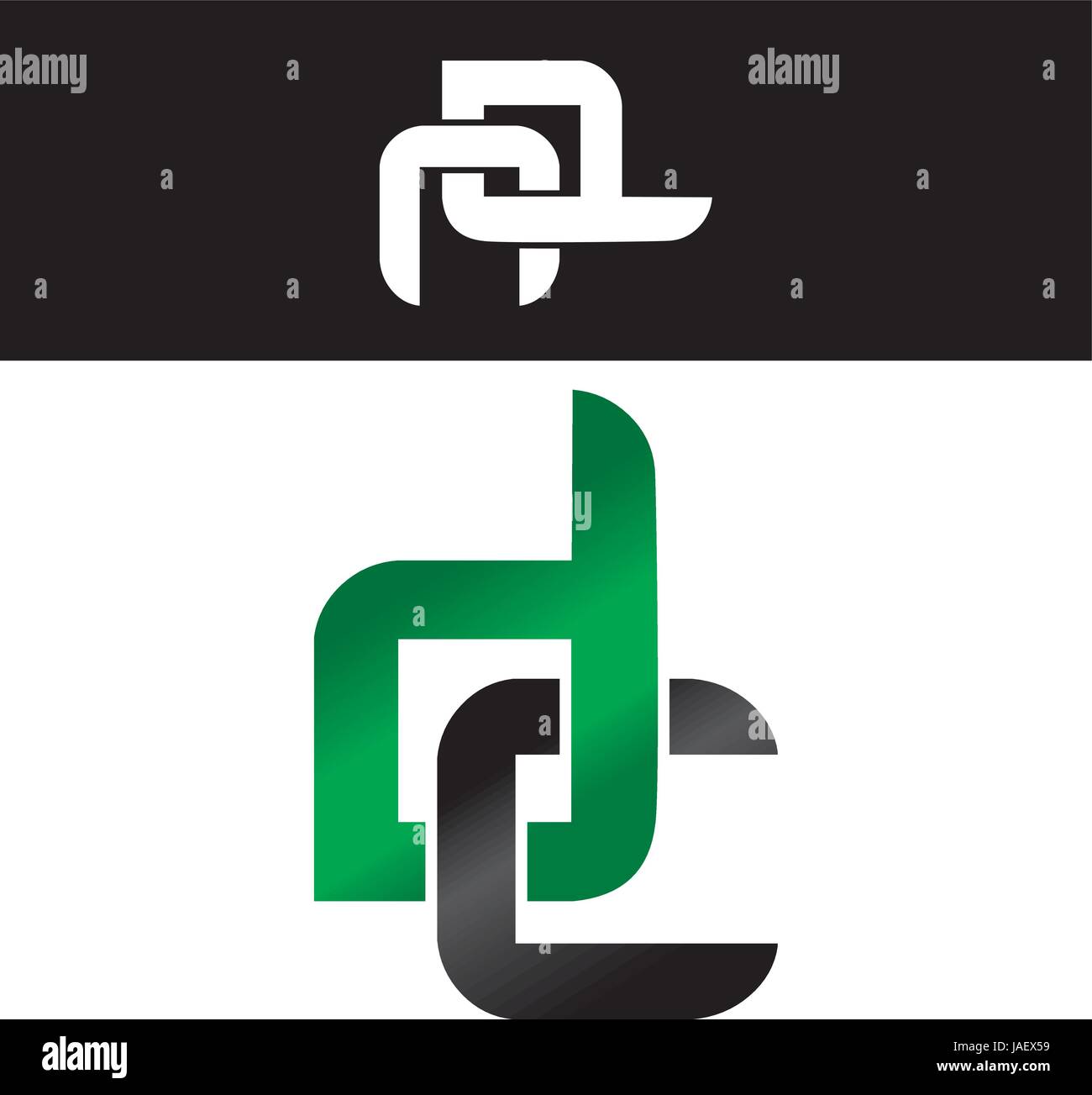 initial letter linked overlapped uppercase logo green black Stock ...