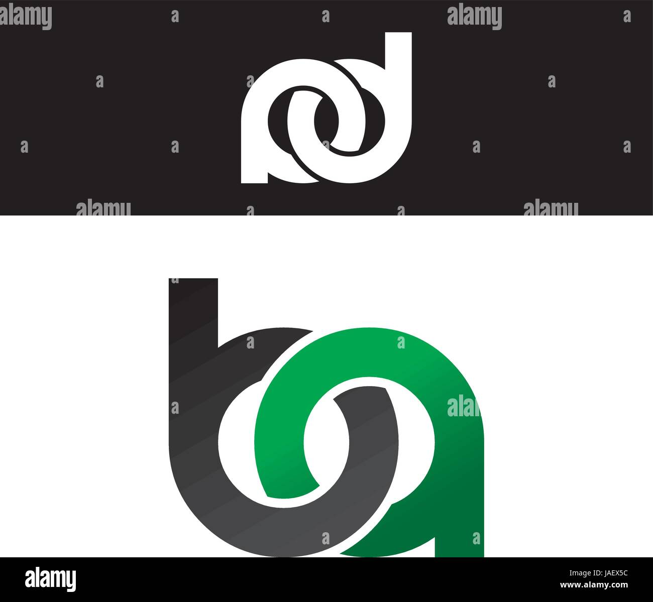 initial letter linked overlapped uppercase logo green black Stock ...
