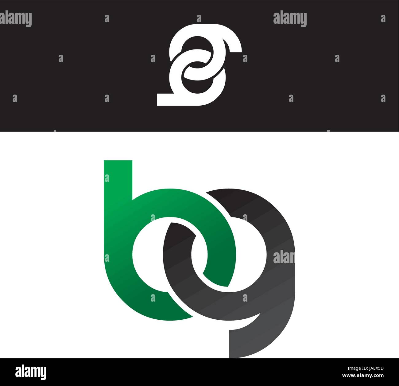 initial letter linked overlapped uppercase logo green black Stock ...