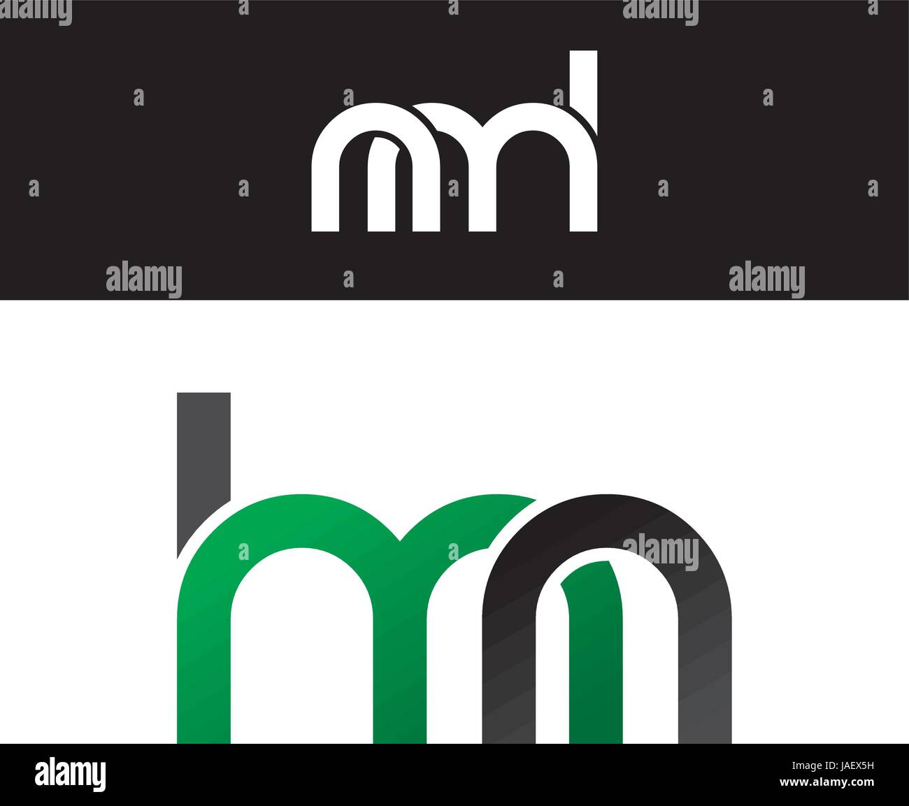 initial letter linked overlapped uppercase logo green black Stock ...